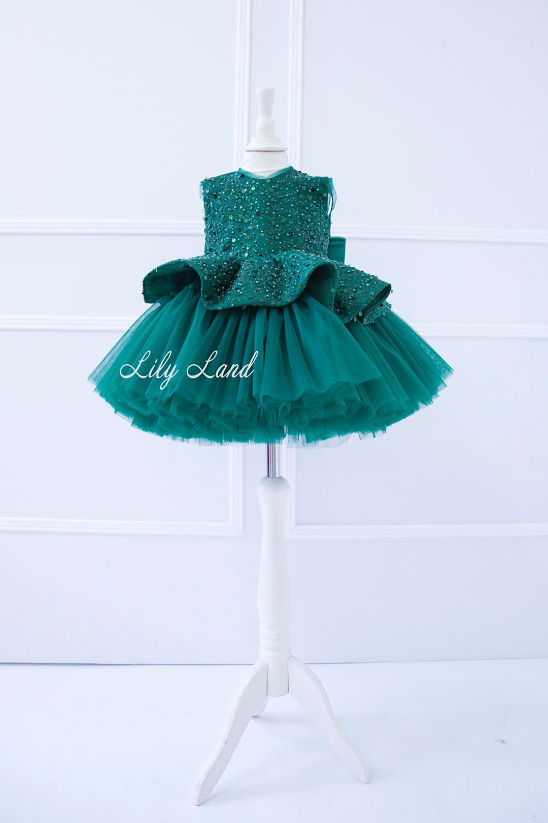 Emerald Green Sparkling Tutu Birthday Baby Dress, Winter Holiday ...