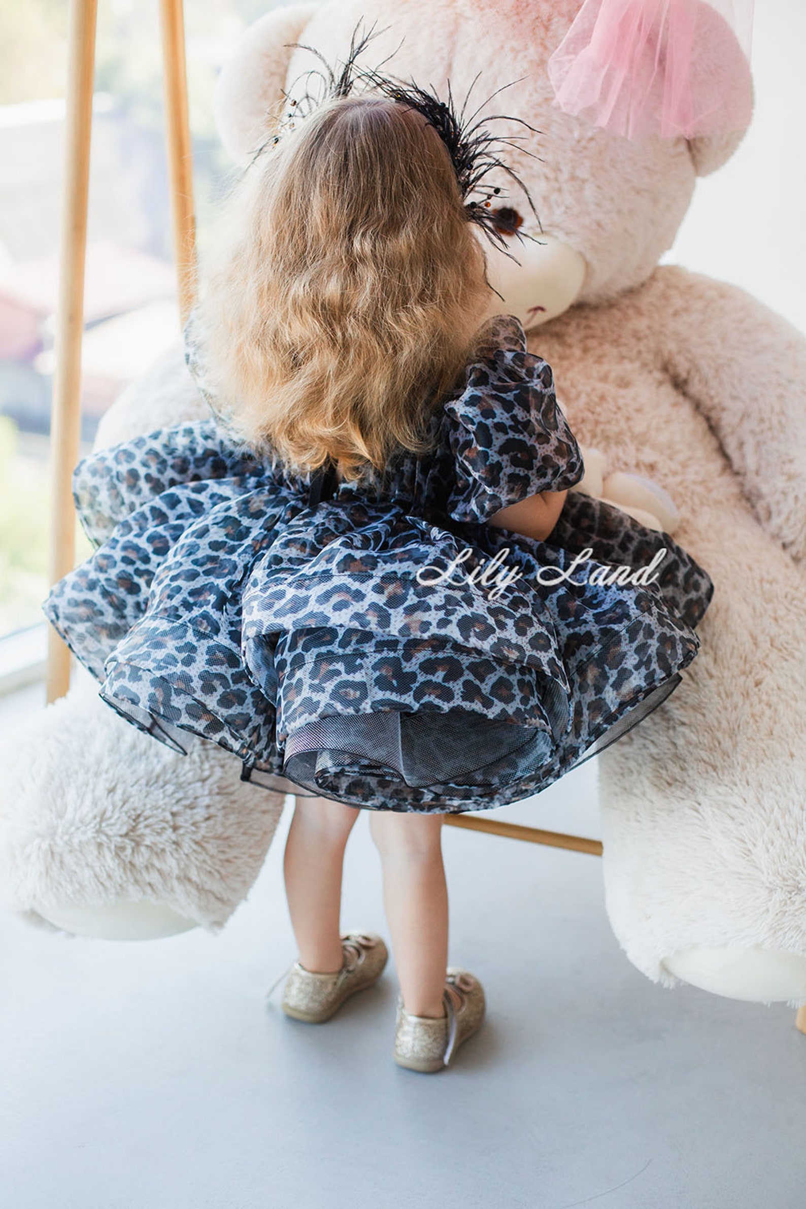 Leopard Puffy Halloween Birthday Baby Dress, Wedding Guest Dress With ...
