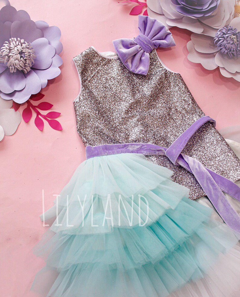 Silver Grey Kids Gown Dress Two in One Elegant Girls Dress - Etsy