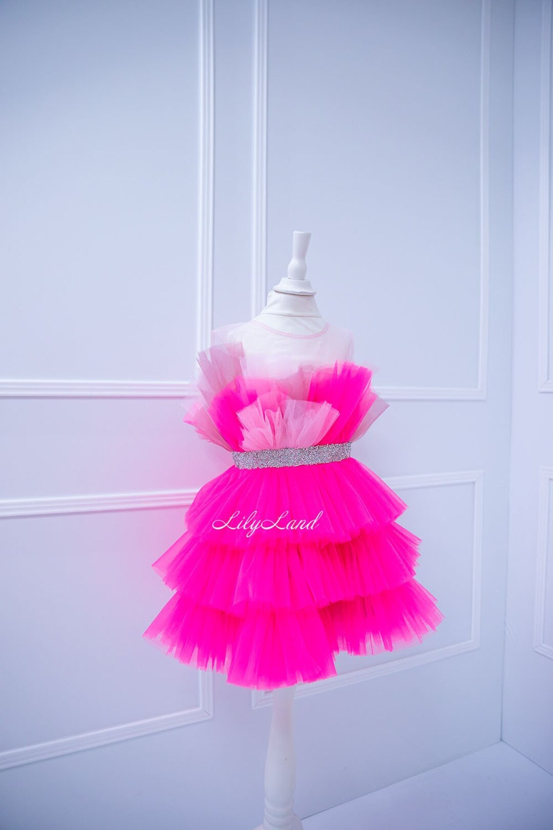 Hot Pink Tutu Baby Dress, Flower Girl Prom Gown, Short Puffy Pageant ...