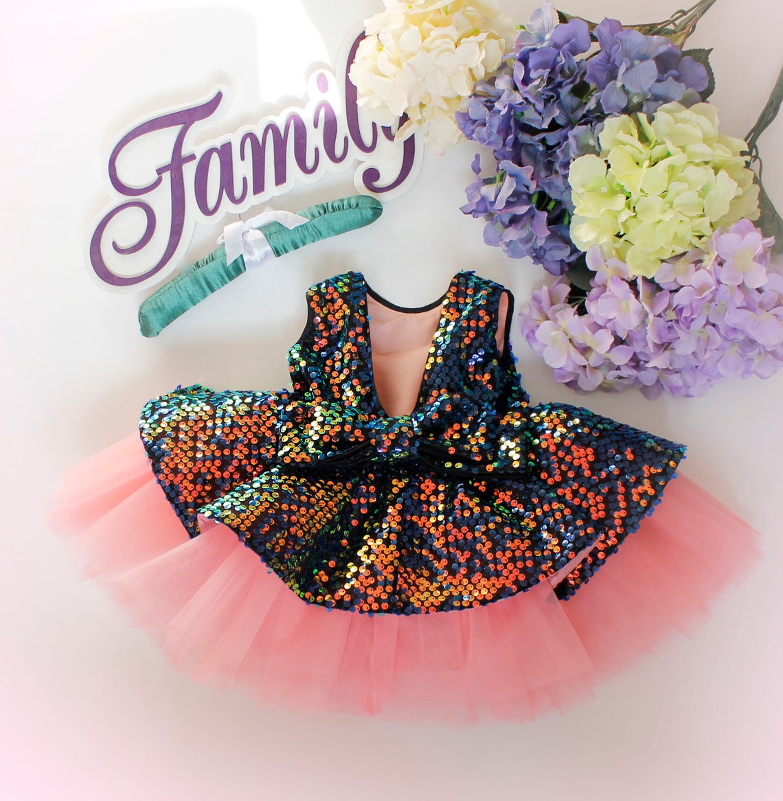 Sparkling Fluffy Baby Dress With Open Back and Bow Best - Etsy