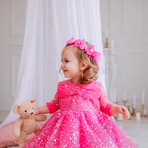 Pink Princess Baby Birthday Dress, Sparkling Tutu Flower Girl Dress ...