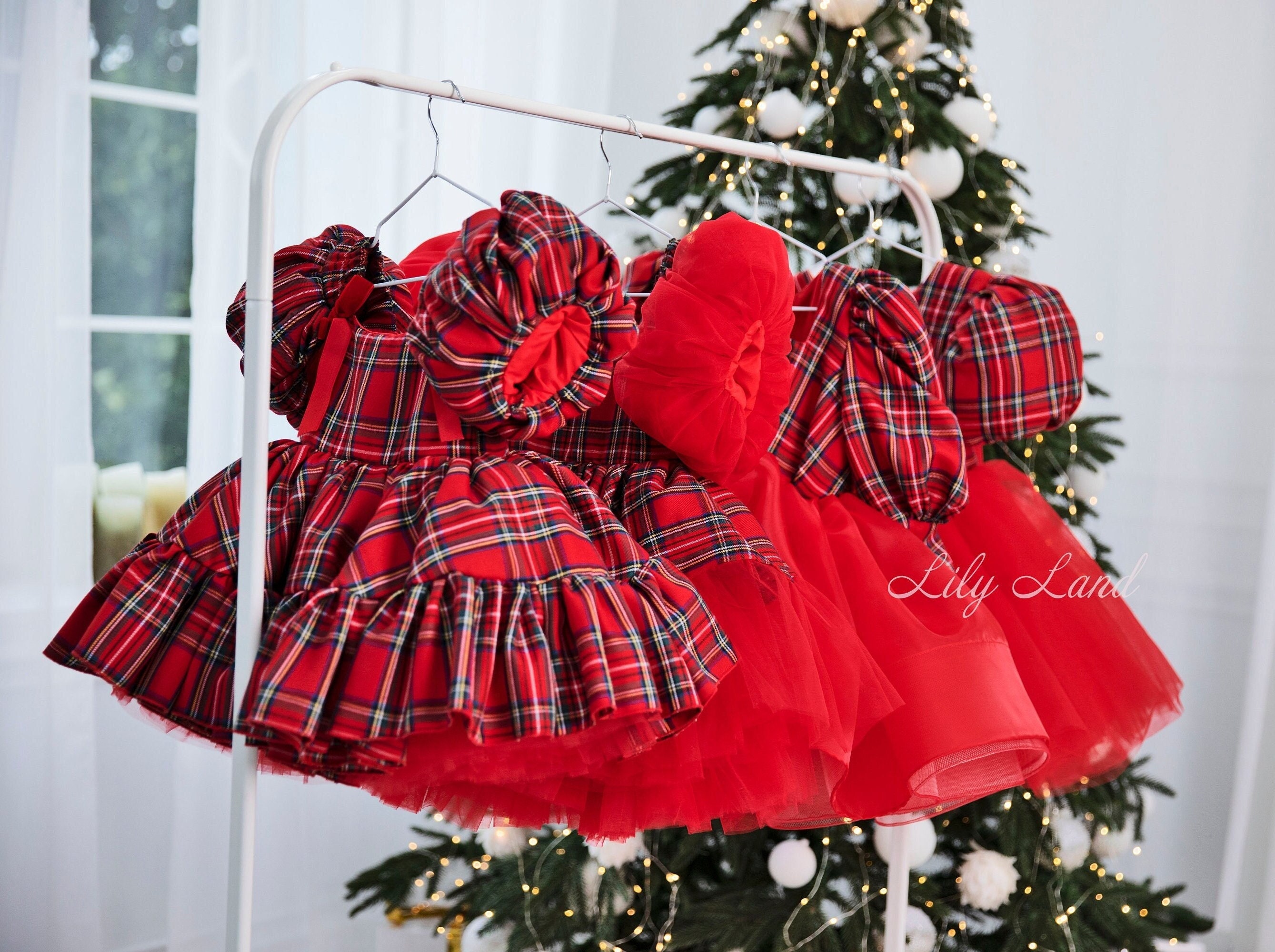 Red Plaid Christmas Gown for Baby Girl, Christmas Photoshoot Costume ...