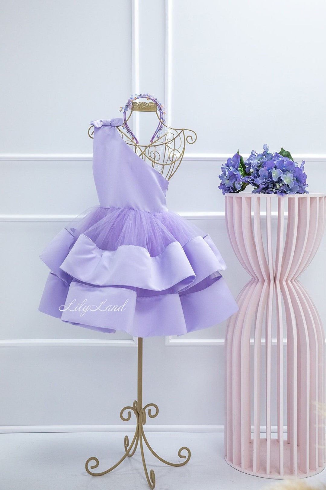 Lavender Flower Girl & Prom One Shoulder Gown, Birthday Party Baby ...