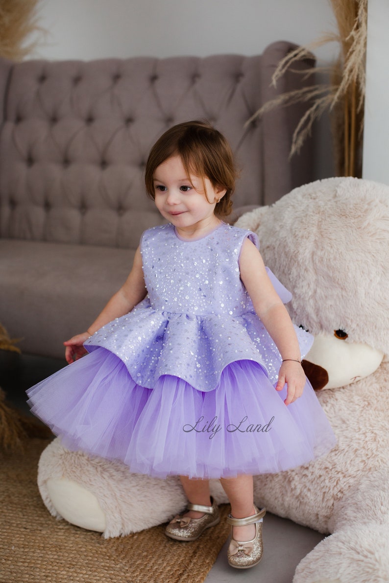 Lilac First Birthday Baby Girl Dress, Tutu and Tulle Toddler Party Baby ...