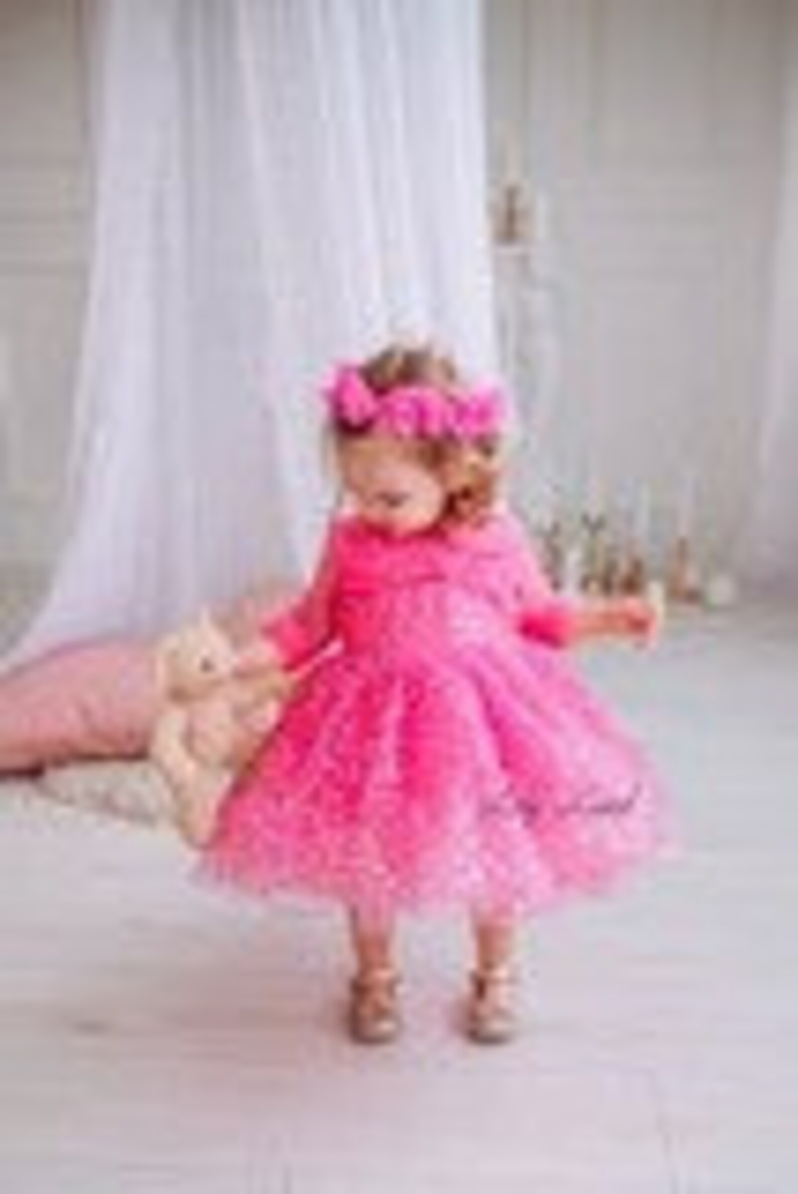 Pink Princess Baby Birthday Dress, Sparkling Tutu Flower Girl Dress ...