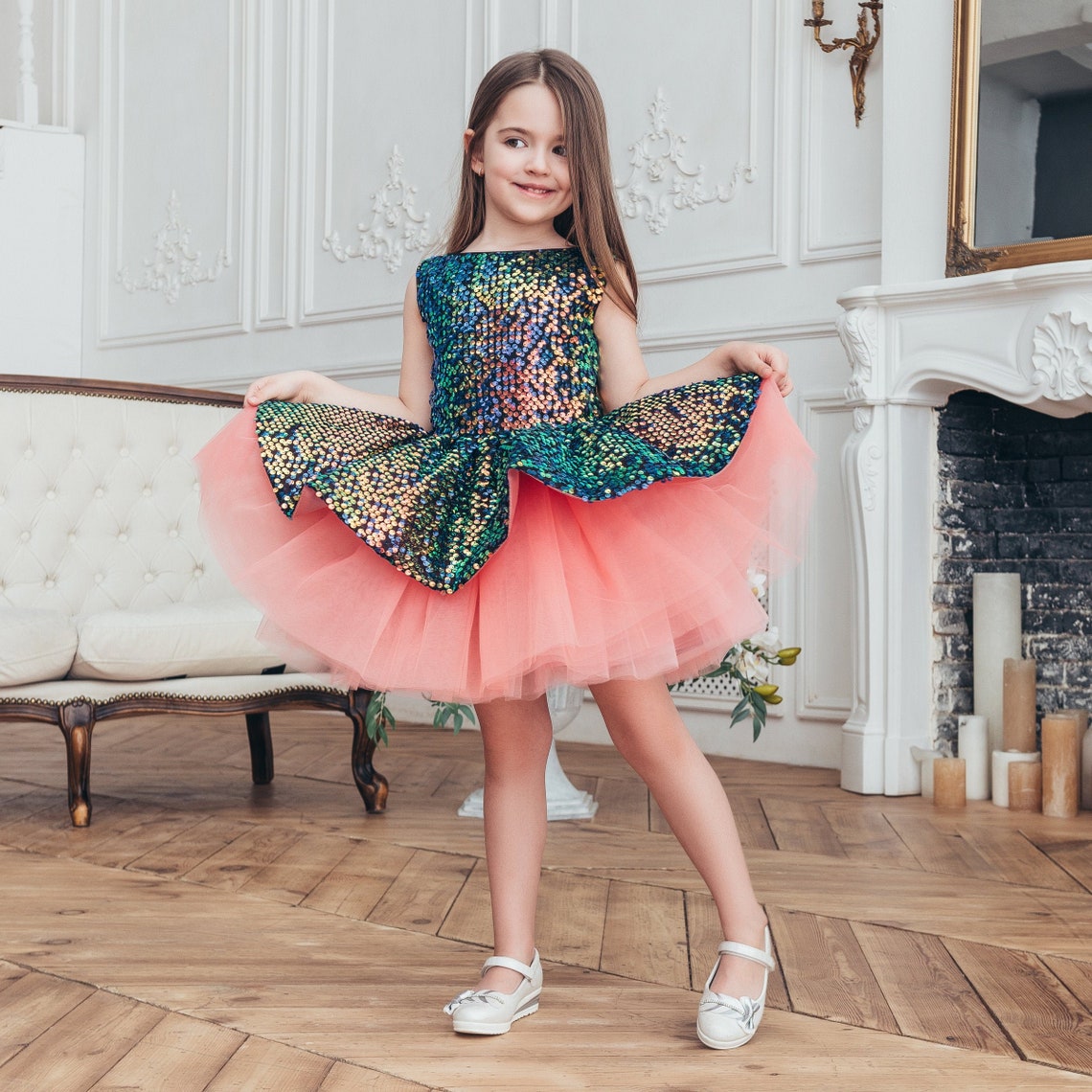 Sparkling Fluffy Baby Dress With Open Back and Bow Best - Etsy