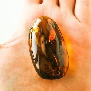 Large Clear Cognac Color Amber Stone, Memorabilia Souvenir Genuine ...