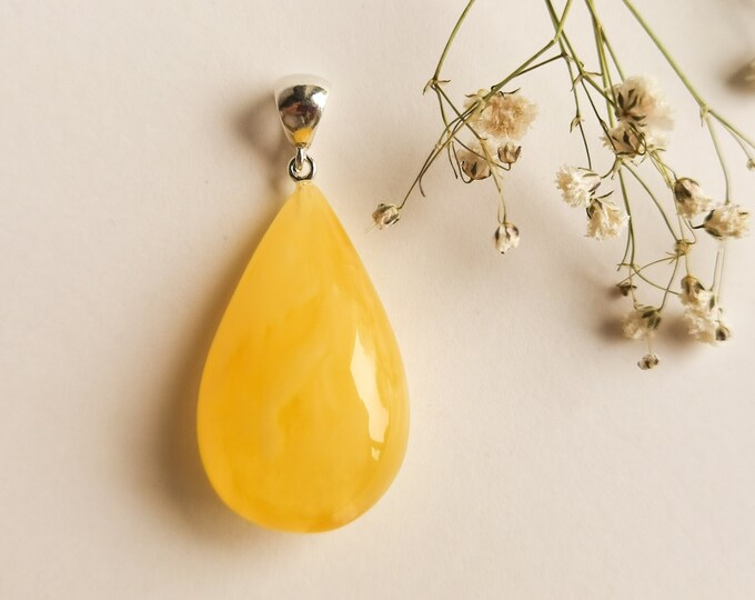 Royal White Amber Drop Pendant, Butterscotch Small Amber Pendant ...