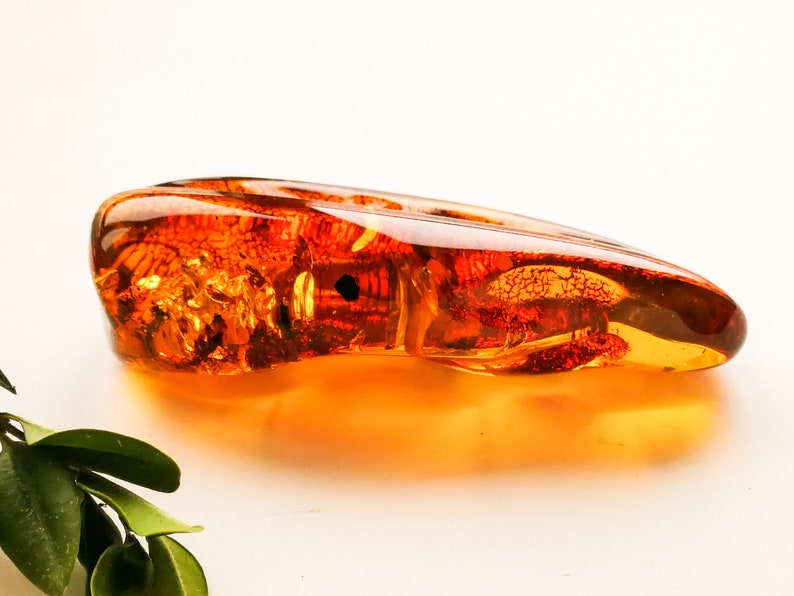 Shiny dark brown & golden amber stone decoration Exclusive | Etsy