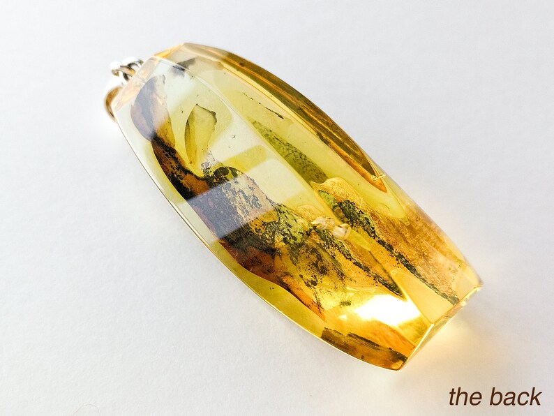 Natural Amber Dark Green Color Rectangle Shape Pendant Large - Etsy