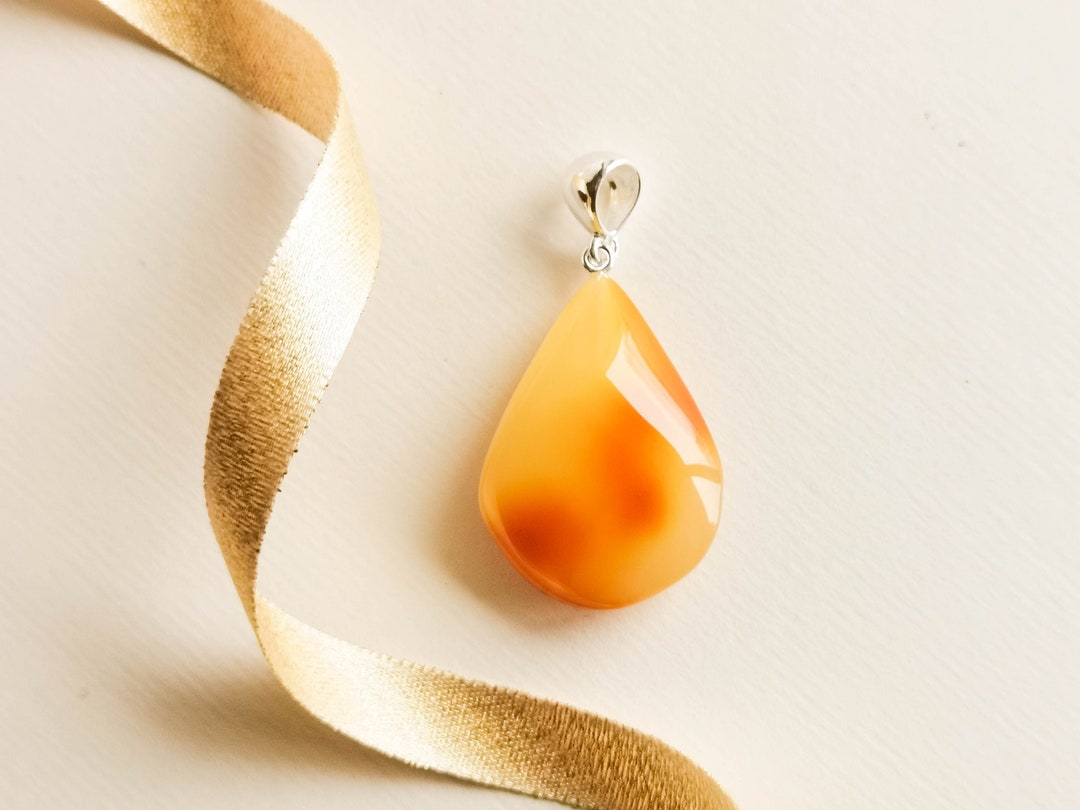 White Color Natural Raw Royal Amber Drop Pendant Silver 925 - Etsy