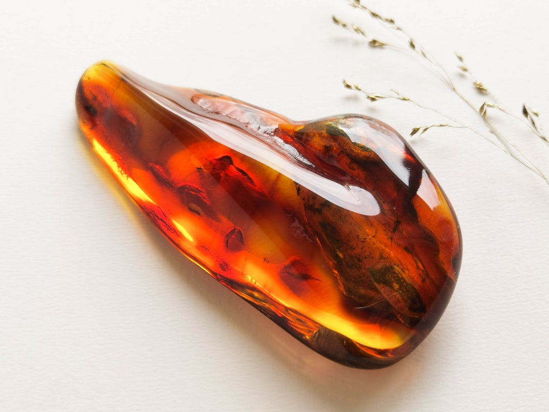 Unique Structured Amber for Souvenir With 3 Insects/ Clear Golden ...