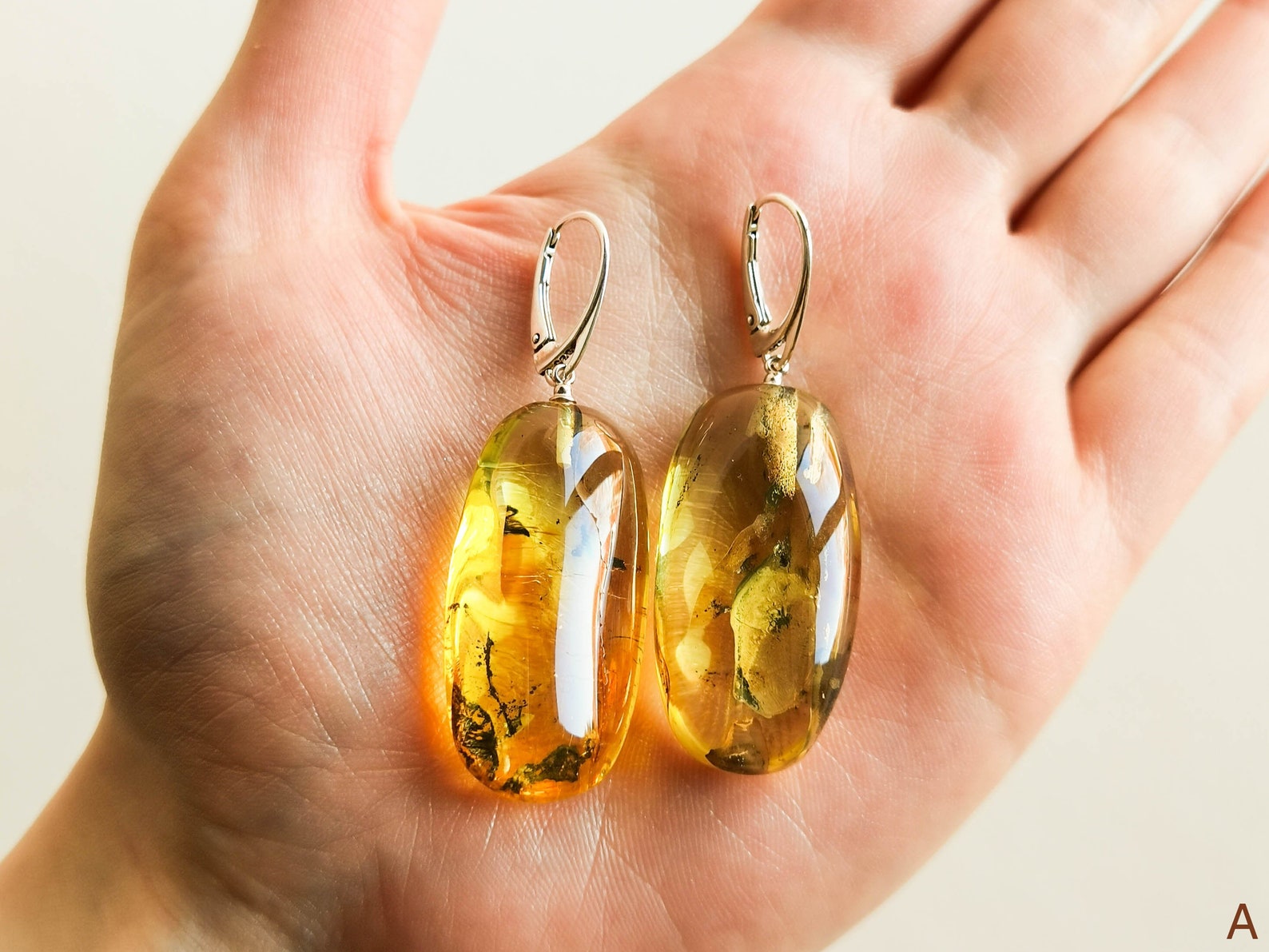 Massive Dark Genuine Amber Round Earrings for Women Amber and | Etsy