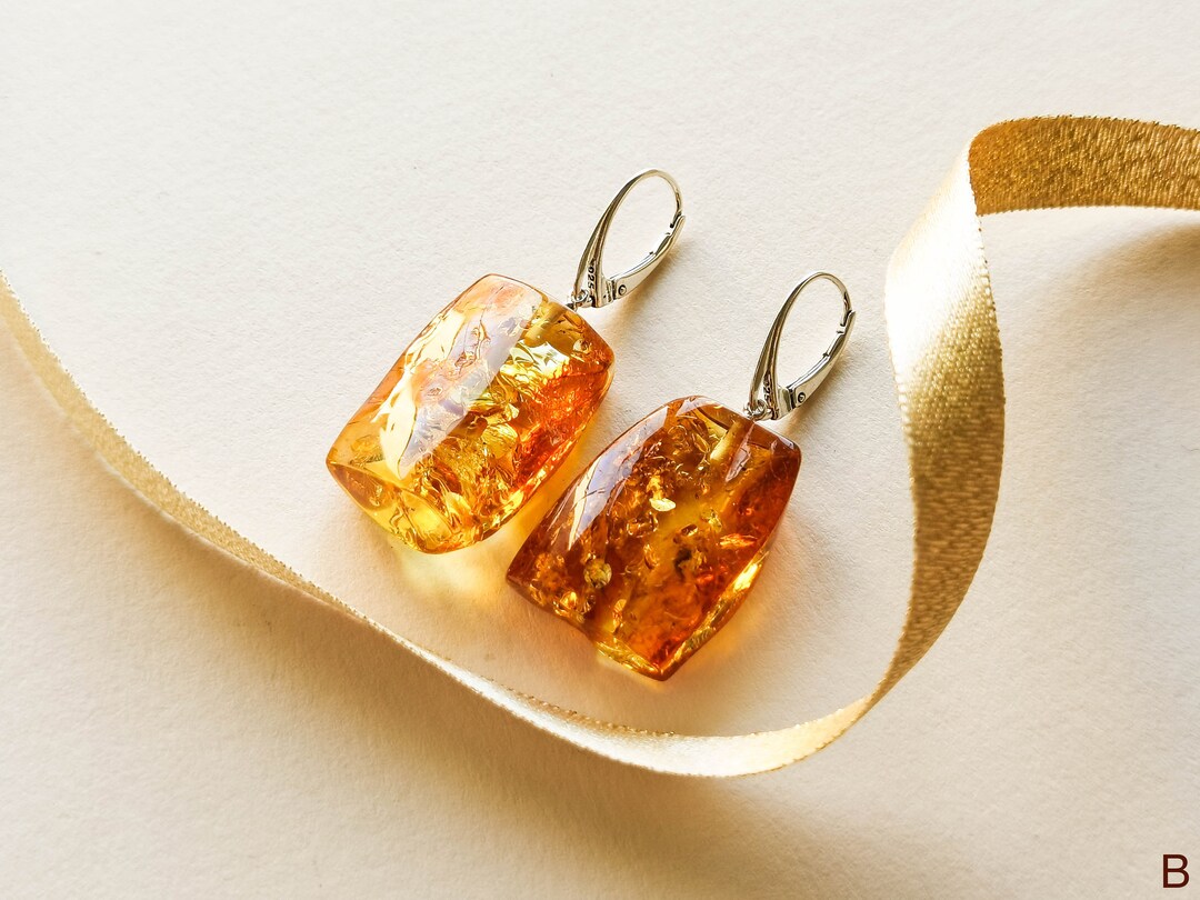 Very Large Natural Amber Classy Light Cognac Color Rectangle - Etsy