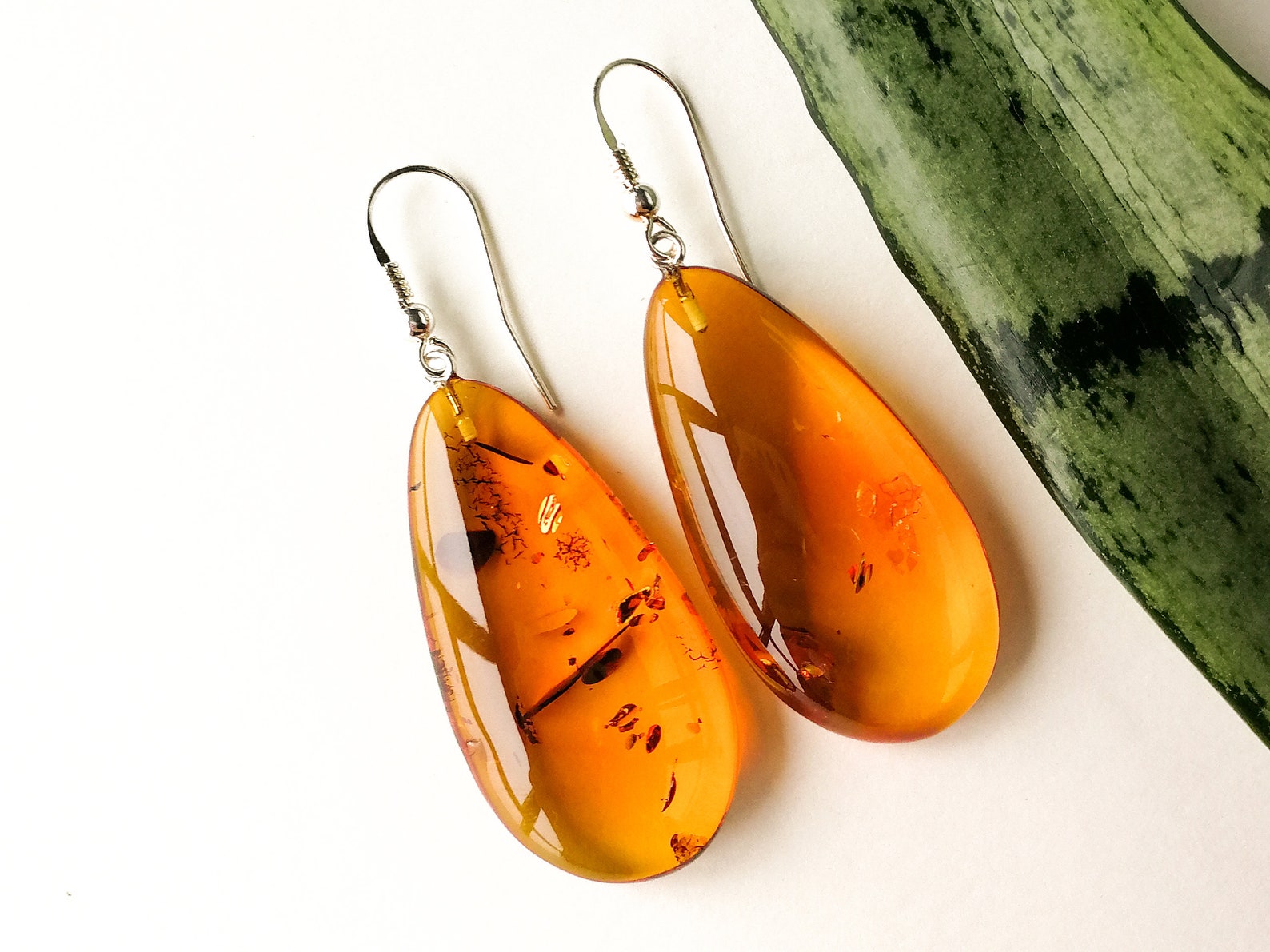 Golden Natural Amber Massive Drop Shape Earrings/ Huge Amber | Etsy