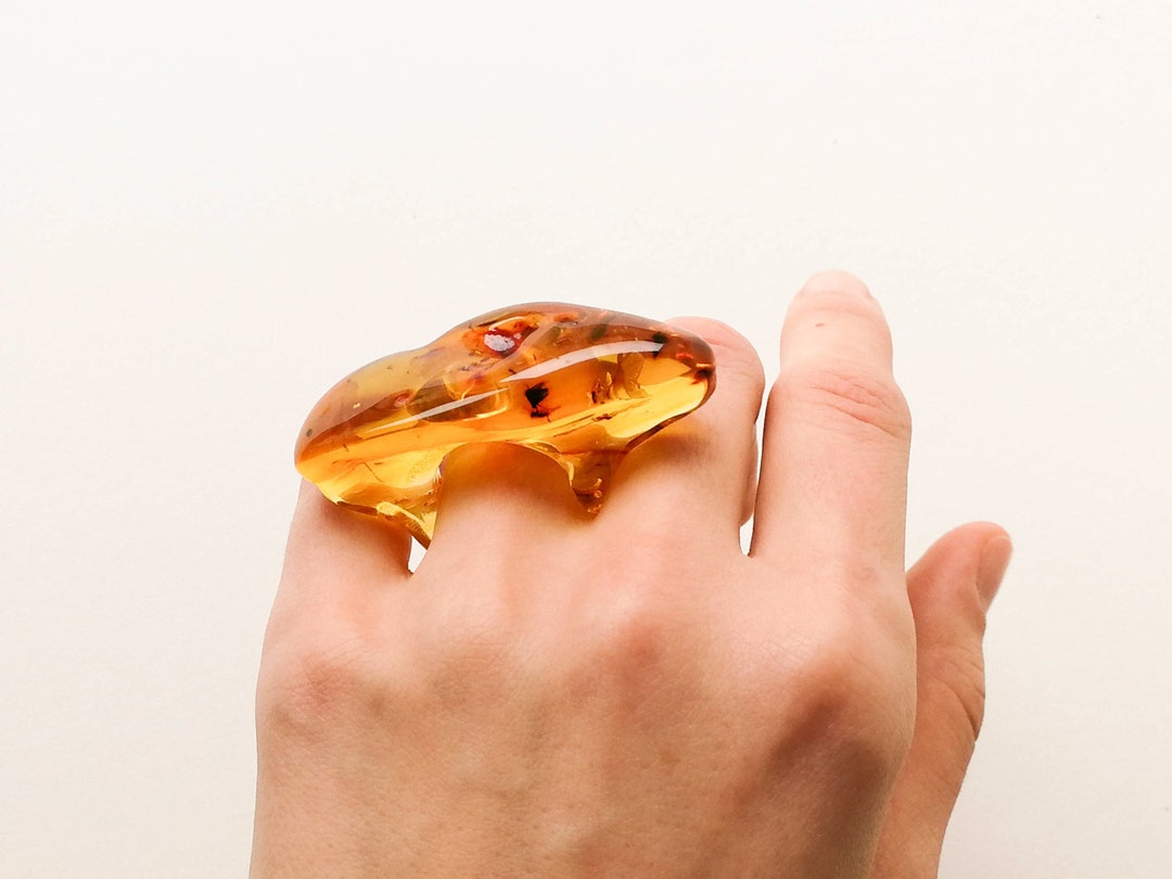 Unique Colombian Copal Amber Statement Ring With Stunning Insect ...