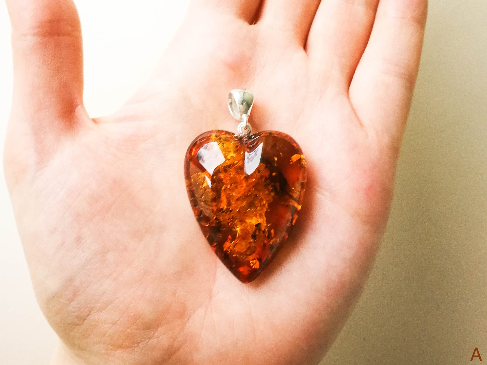 Natural Amber Shiny Light Cherry Color Heart Shaped Pendant - Etsy