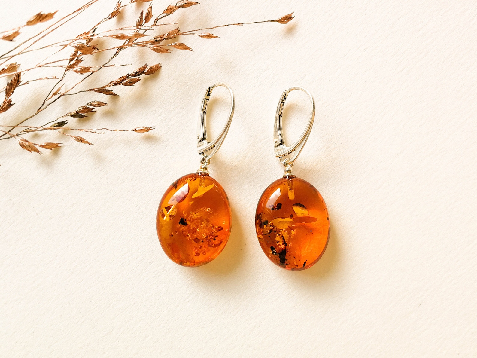 Natural Amber Classy Light Cognac Color Plums Earrings Genuine Handmade ...