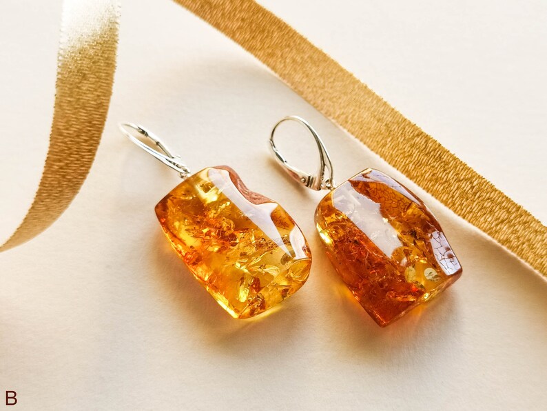 Very Large Natural Amber Classy Light Cognac Color Rectangle | Etsy