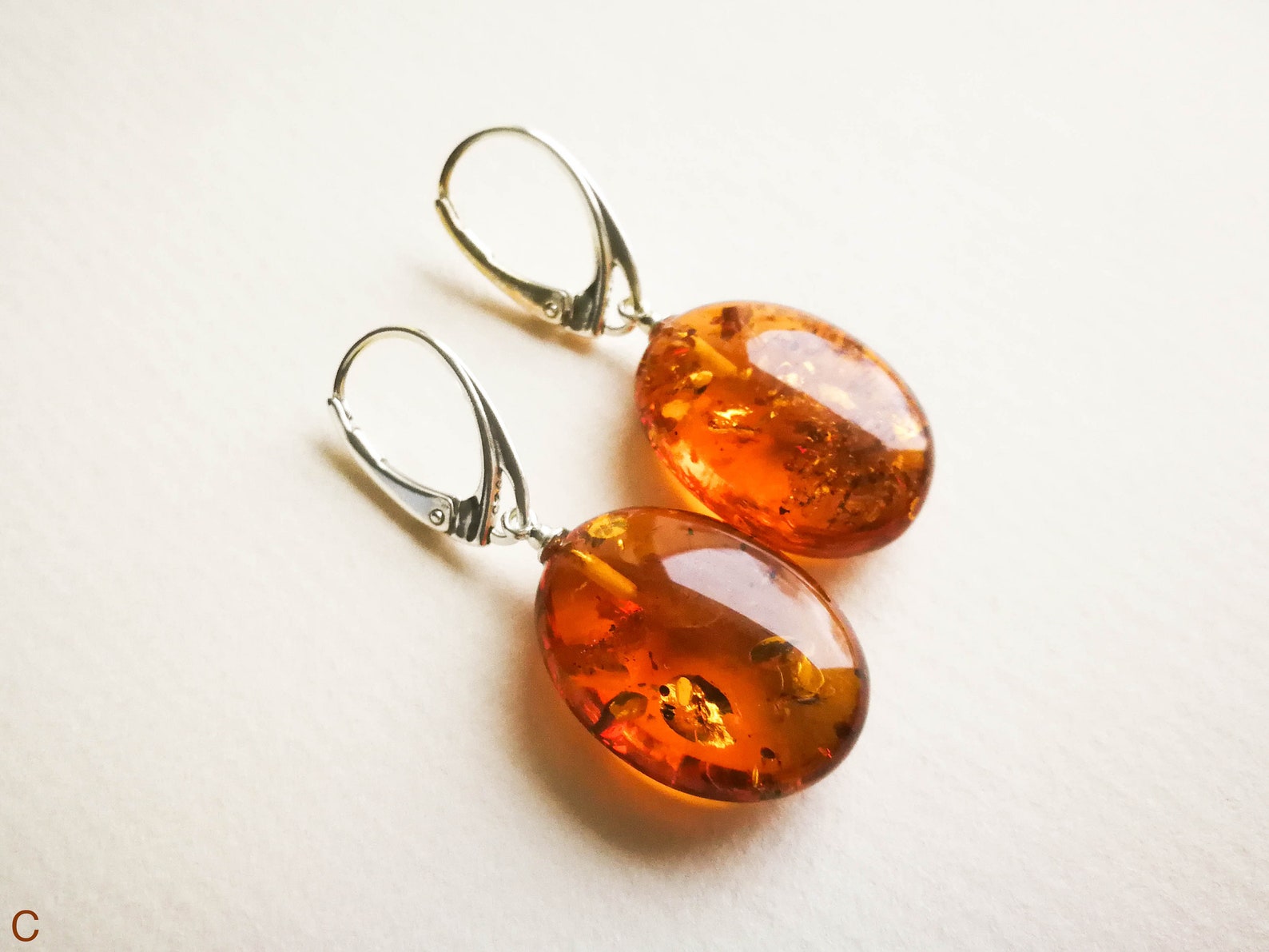 Natural Amber Classy Light Cognac Color Plums Earrings Genuine | Etsy