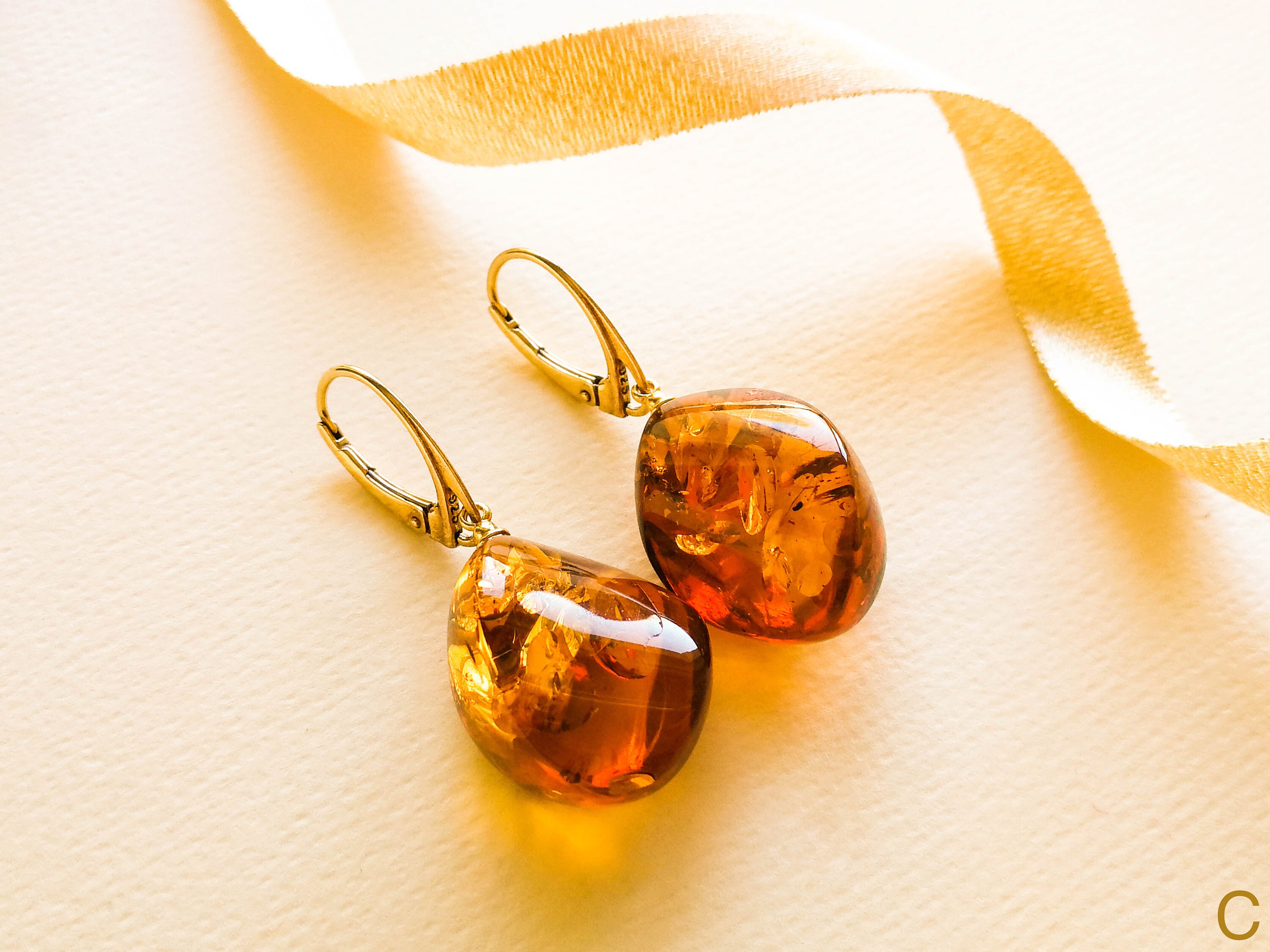 Golden Natural Amber Medium Thick Original Leaf Shape - Etsy