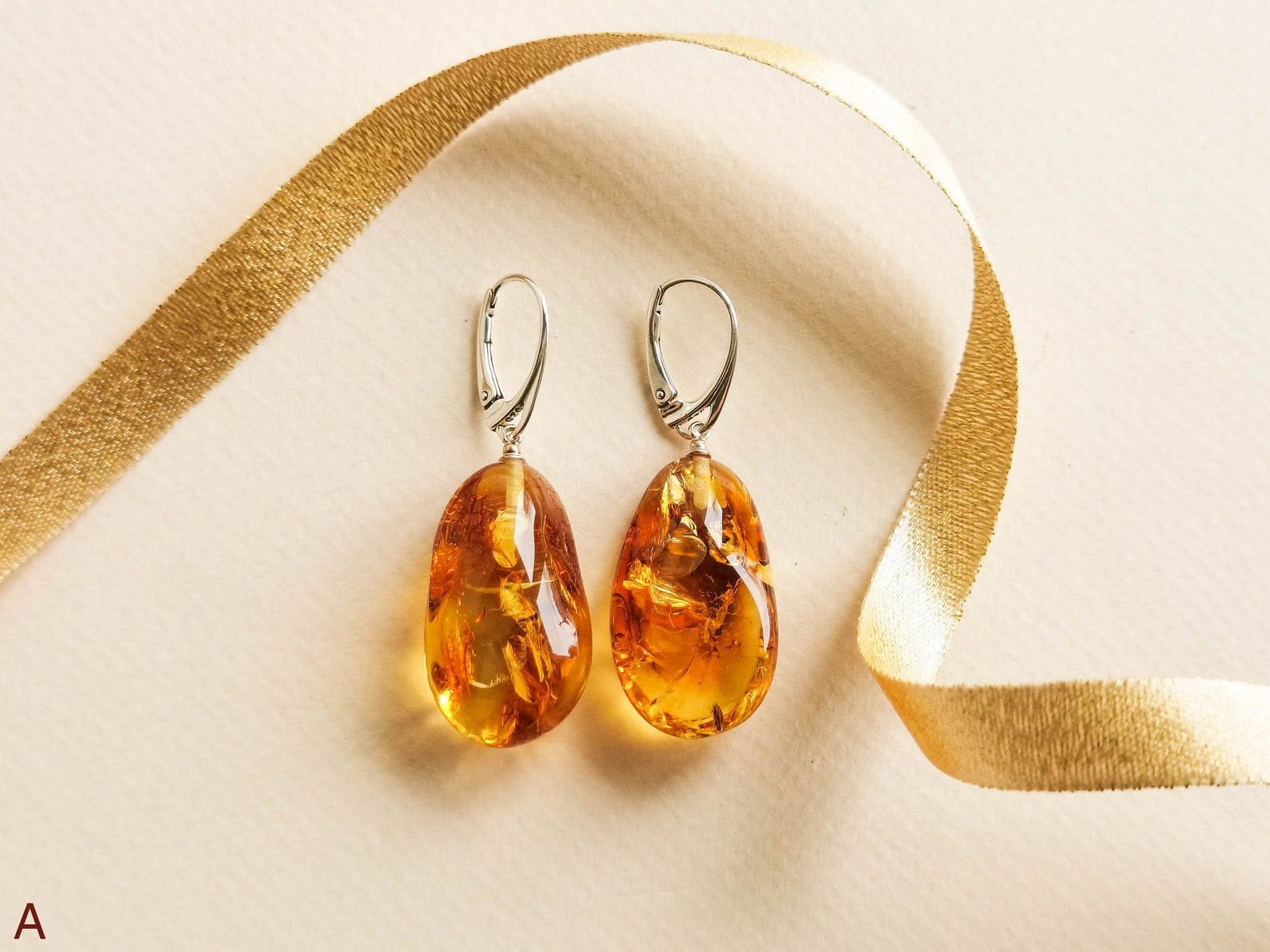 Natural Amber Boho Light Cognac Color Unique Triangle Shape - Etsy
