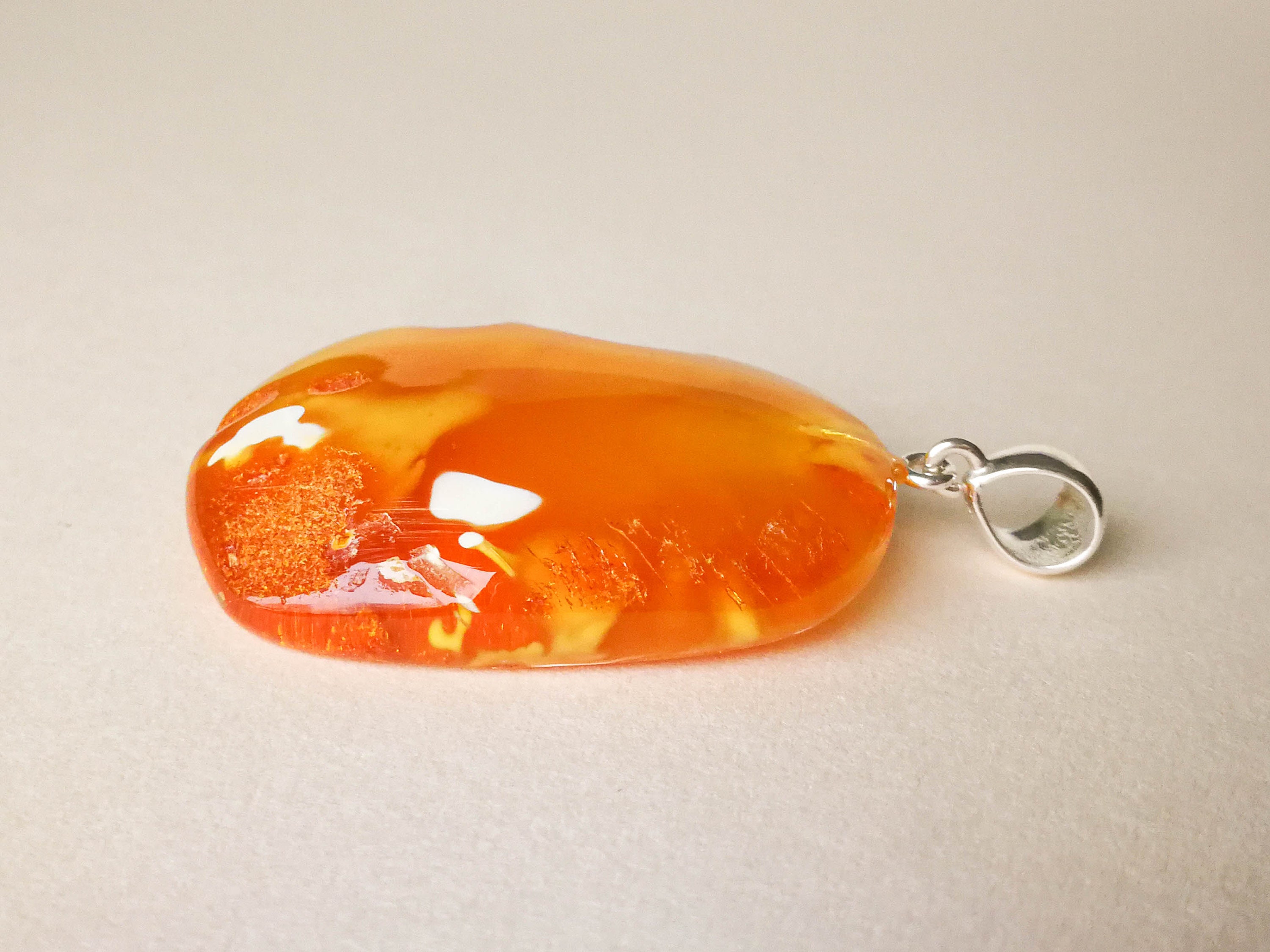 Natural white color drop shape amber pendant butterscotch | Etsy