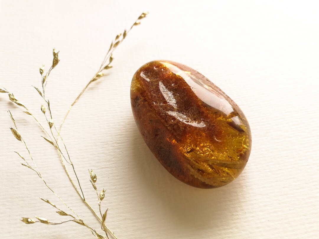 Oval Shape Natural Amber With Skin Souvenir, Dark Cognac Color Home ...