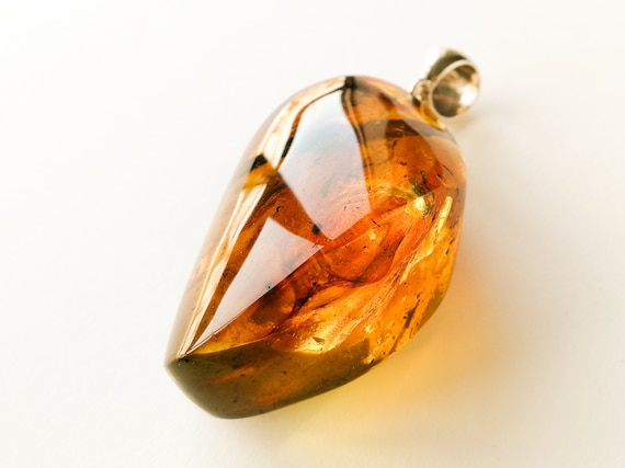 Very Large Amber Pendant Natural Amber Shiny Cognac Color | Etsy