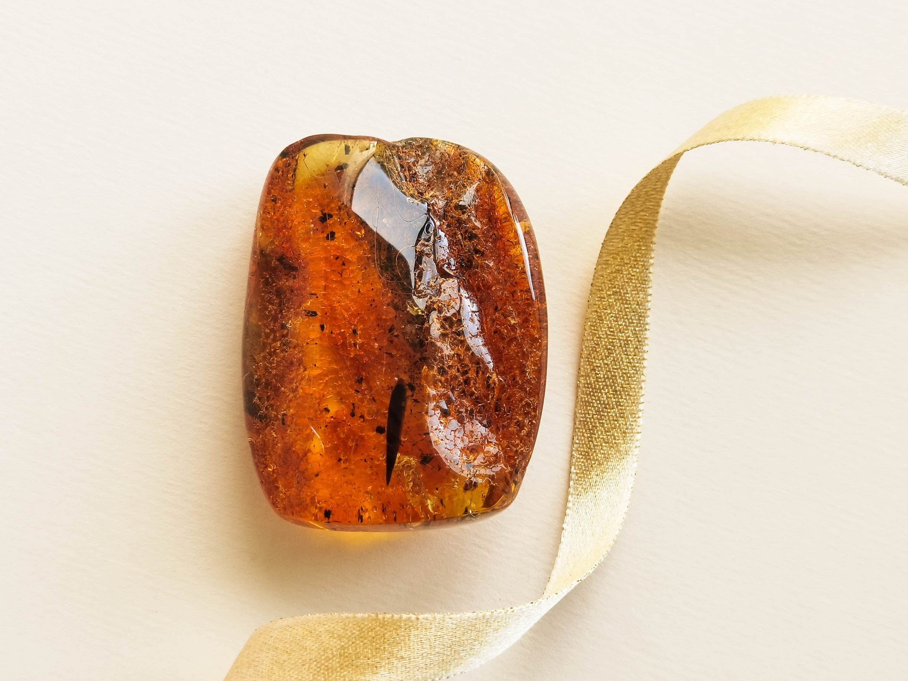 Dark Cognac Color Amber Stone Partially Uncovered Memorabilia | Etsy