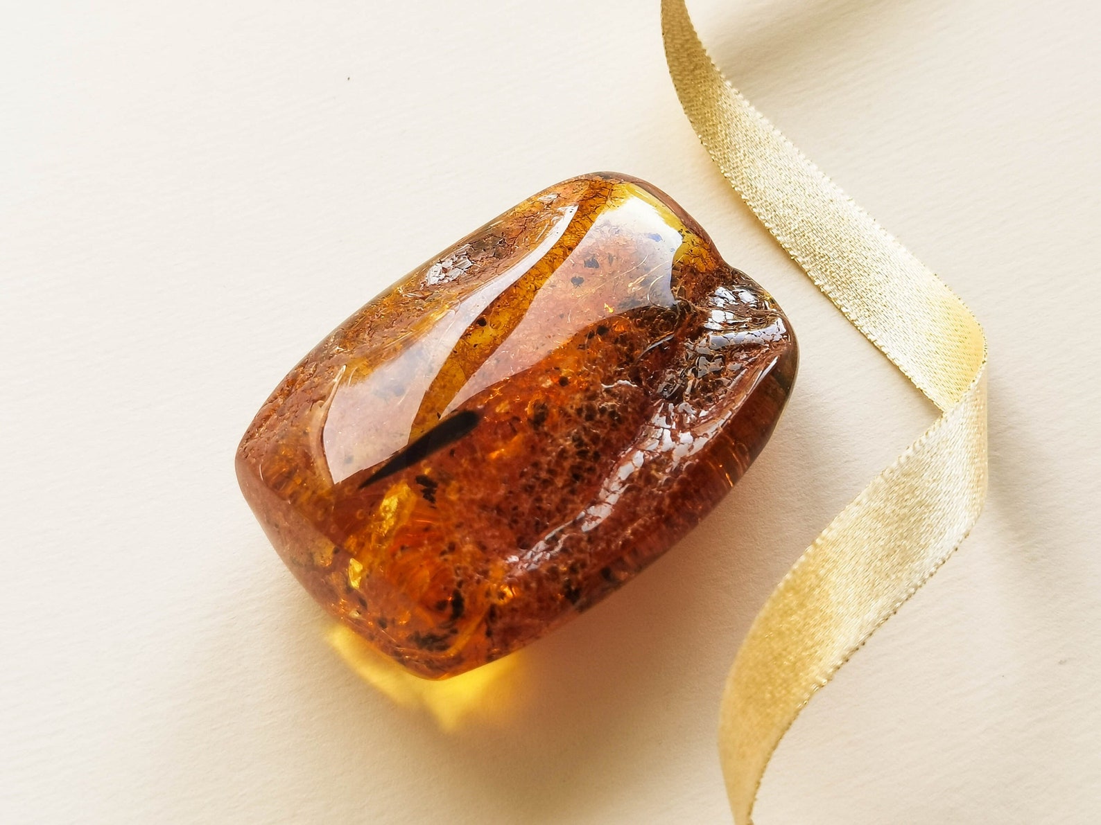 Dark Cognac Color Amber Stone Partially Uncovered Memorabilia - Etsy