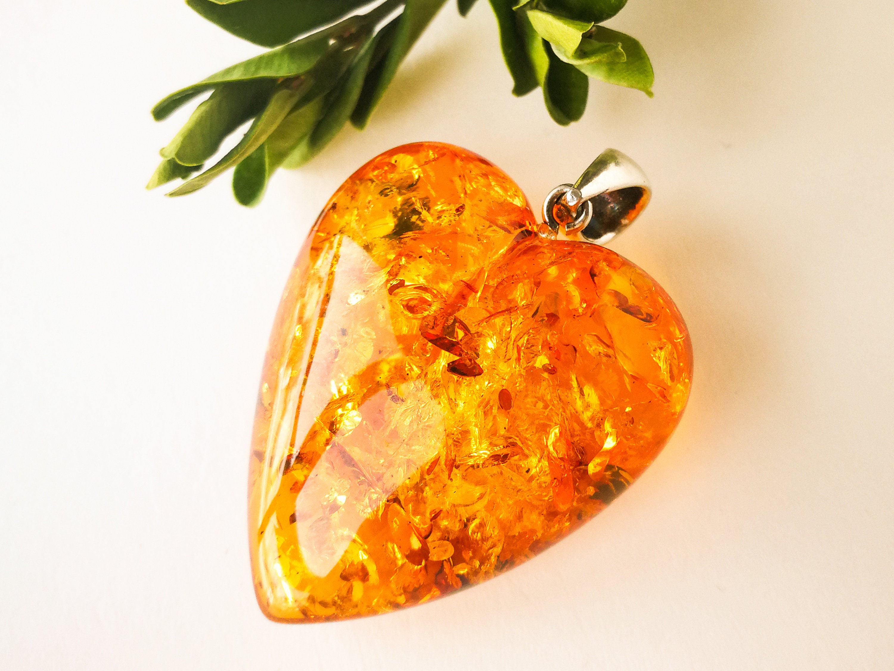 Very large natural Baltic amber heart pendant statement raw | Etsy