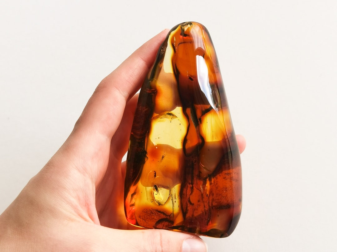 Exquisite Bright Yellow Transparent Amber Souvenir Stone, Large Thick ...