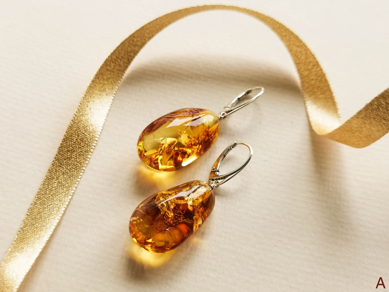 Natural Amber Boho Light Cognac Color Unique Triangle Shape | Etsy