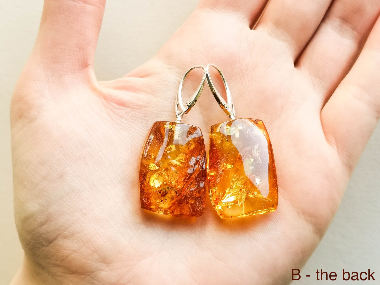 Very Large Natural Amber Classy Light Cognac Color Rectangle | Etsy