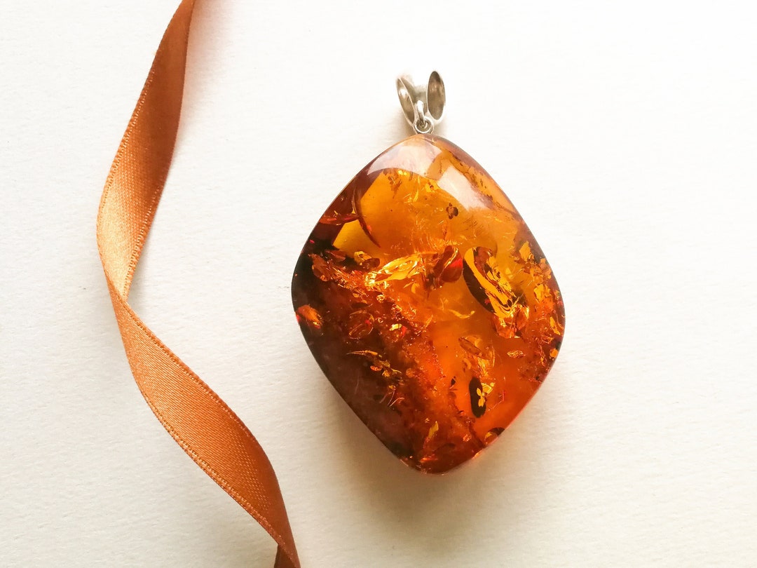 Massive & Shiny Natural Baltic Amber Dark Brown Color Rhombus Pendant ...