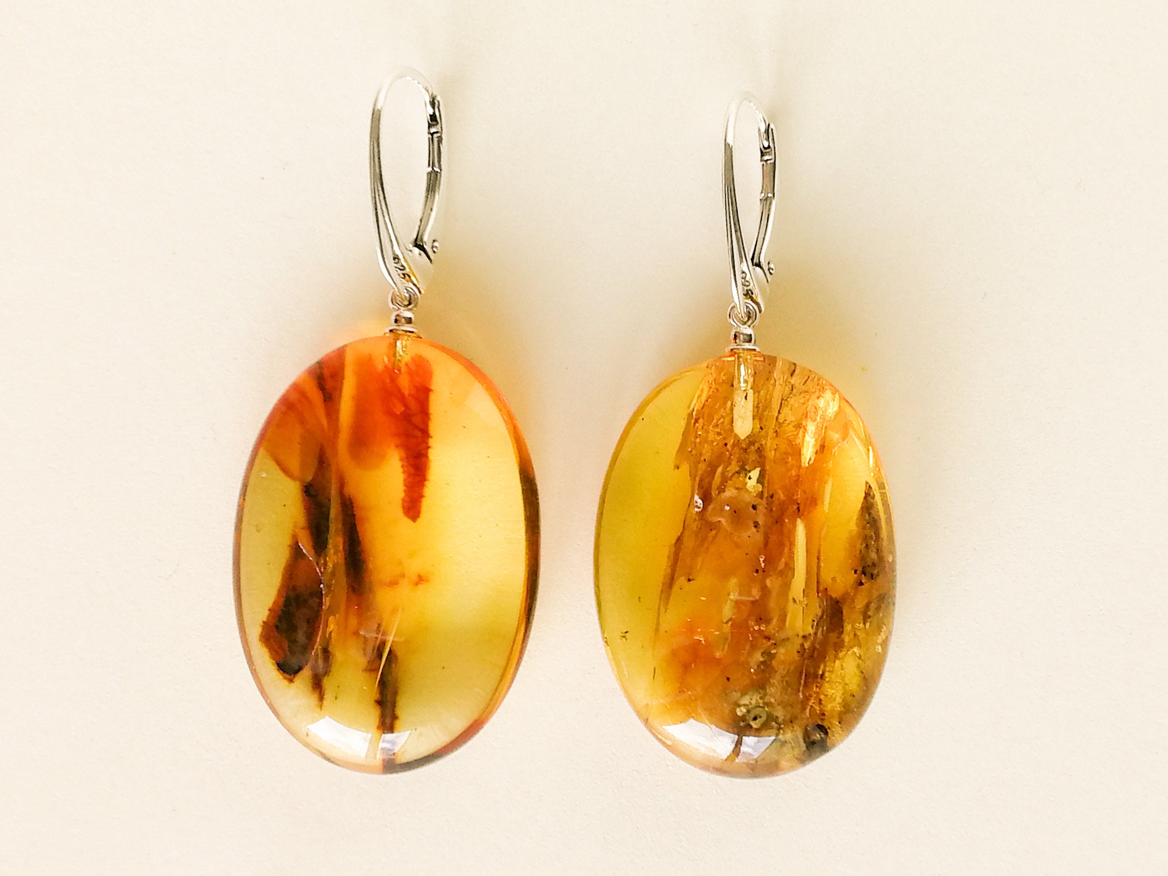 Massive dark genuine amber round earrings for women amber and | Etsy