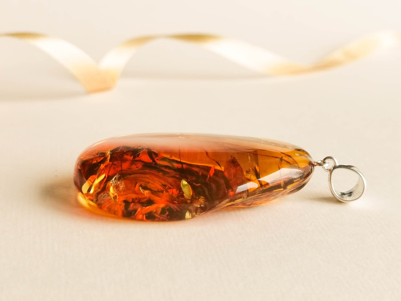 Bright Natural Amber Pendant/ Large Amber Pendant/ Clear Amber | Etsy