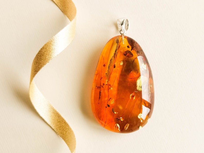 Bright Natural Amber Pendant/ Large Amber Pendant/ Clear Amber | Etsy