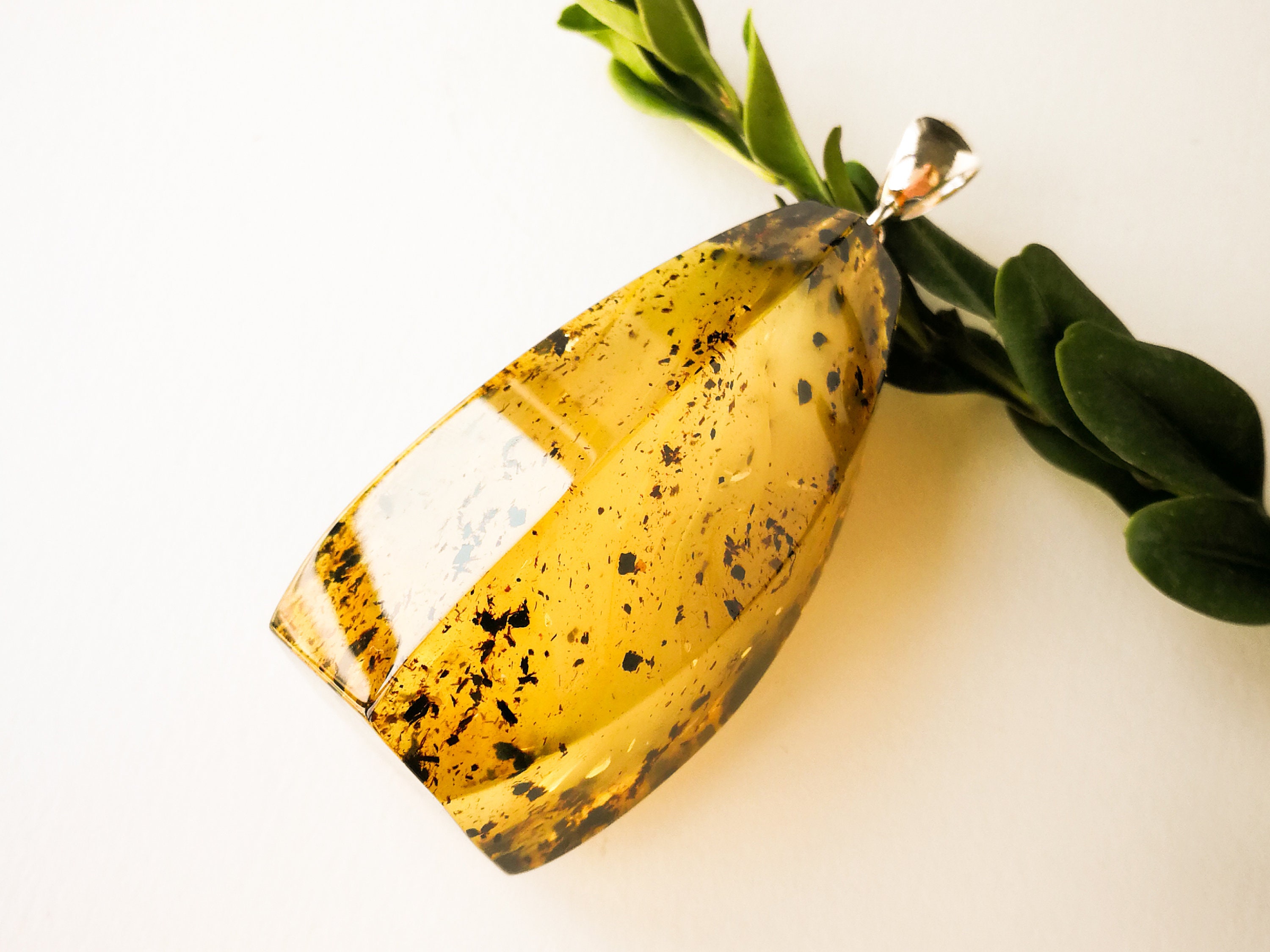 Exclusive Very Bright Green Unique Rectangle Shape Amber Pendant Silver ...