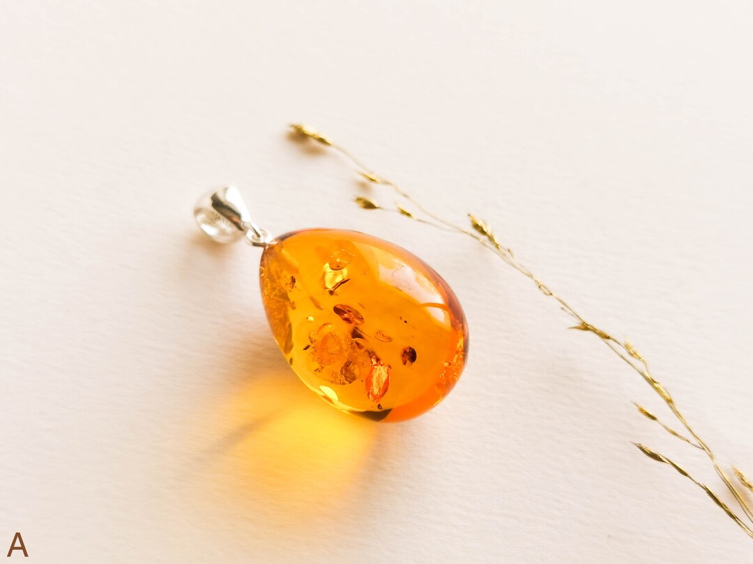 Royal Cognac Genuine Amber Small Egg Shape Pendant, Natural Amber Shiny ...