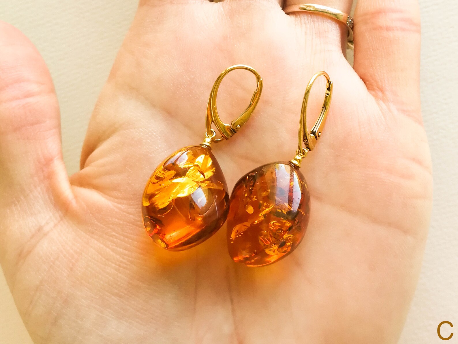 Golden Natural Amber Medium Thick Original Leaf Shape - Etsy
