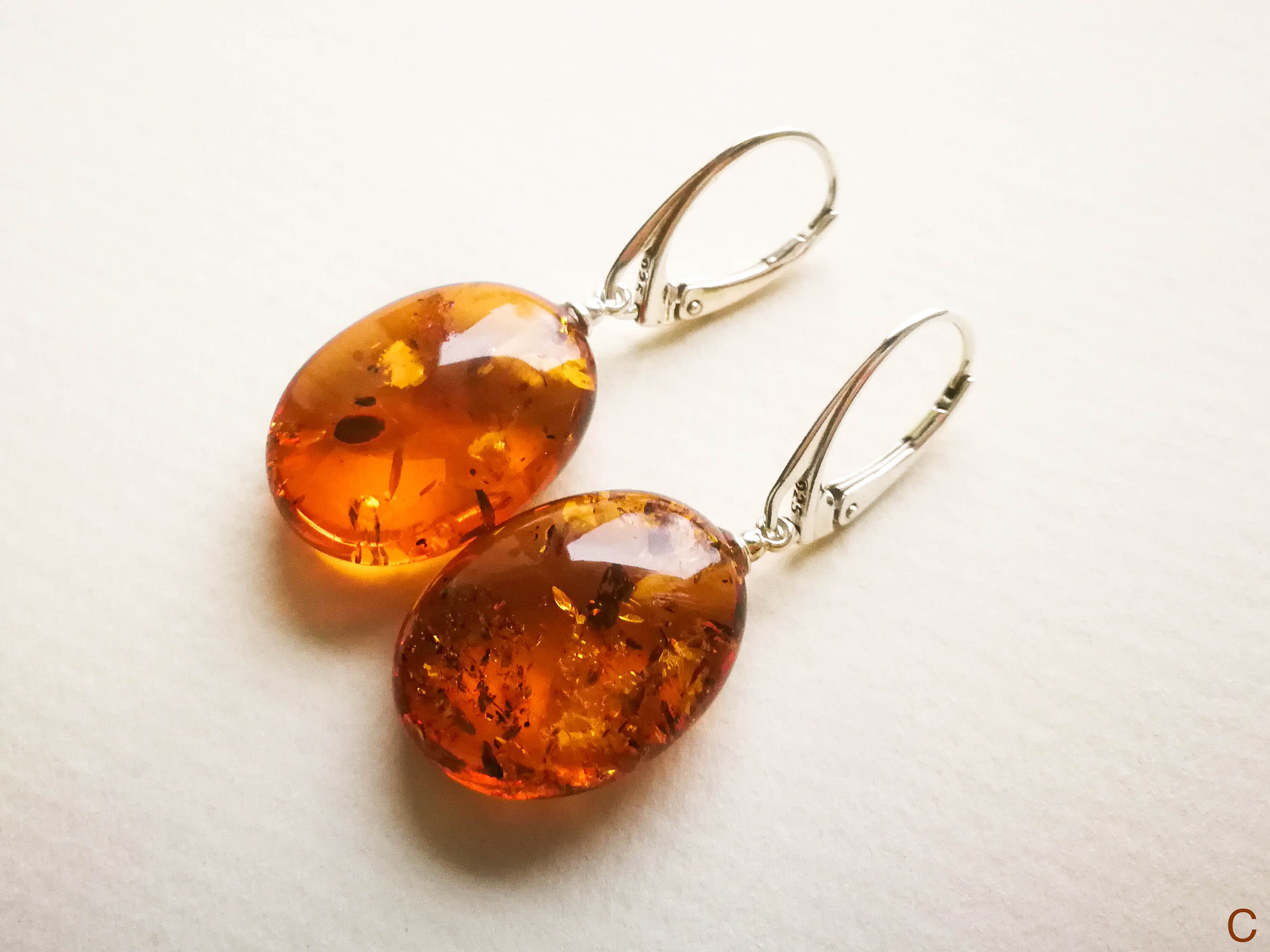 Natural Amber Classy Light Cognac Color Plums Earrings Genuine | Etsy