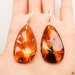 Large Triangle Shape Natural Amber Earrings With Silver for Women ...
