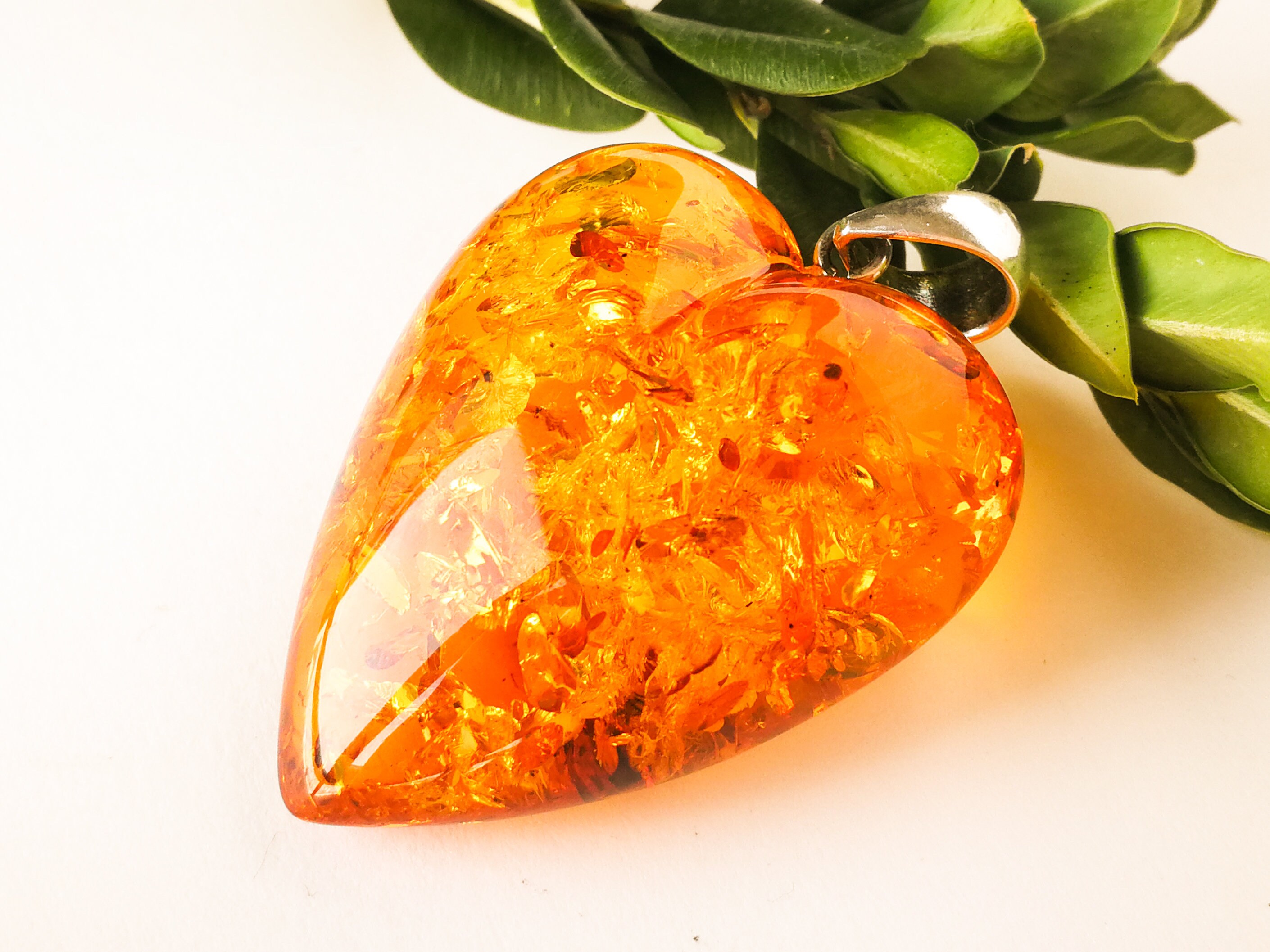 Very large natural Baltic amber heart pendant statement raw | Etsy