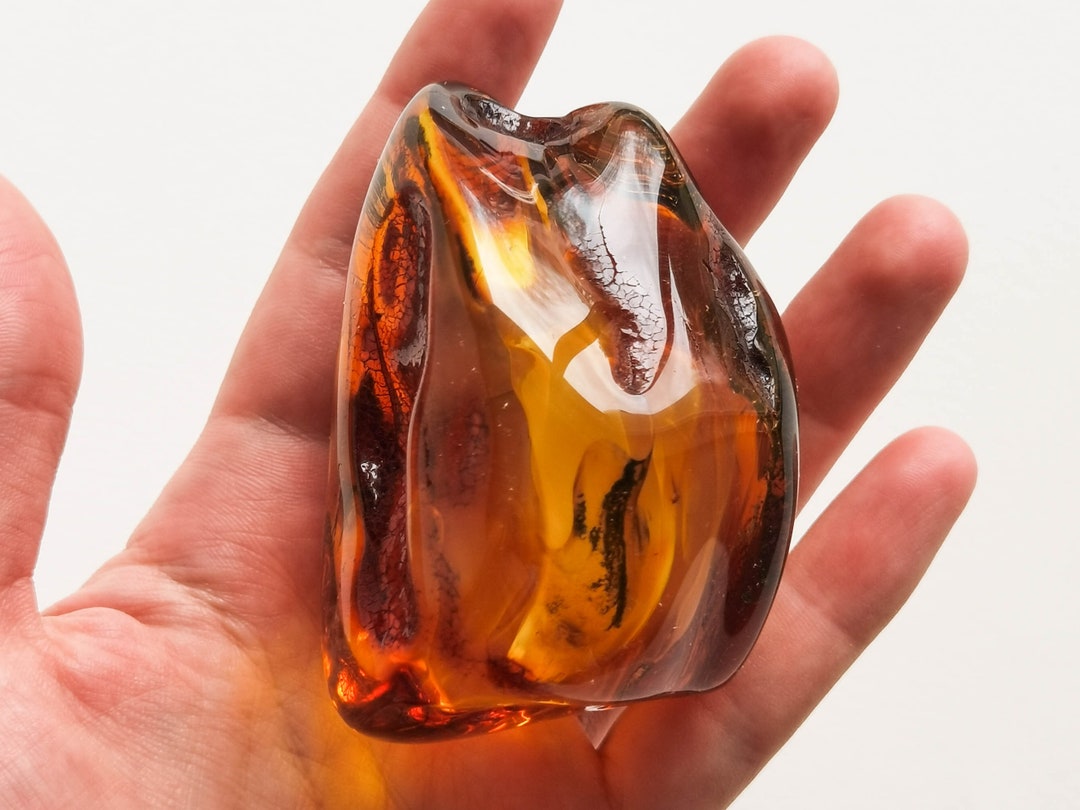 XXL Orange Yellow Golden Amber Stone Souvenir, 3D Standing Gemstone Art ...