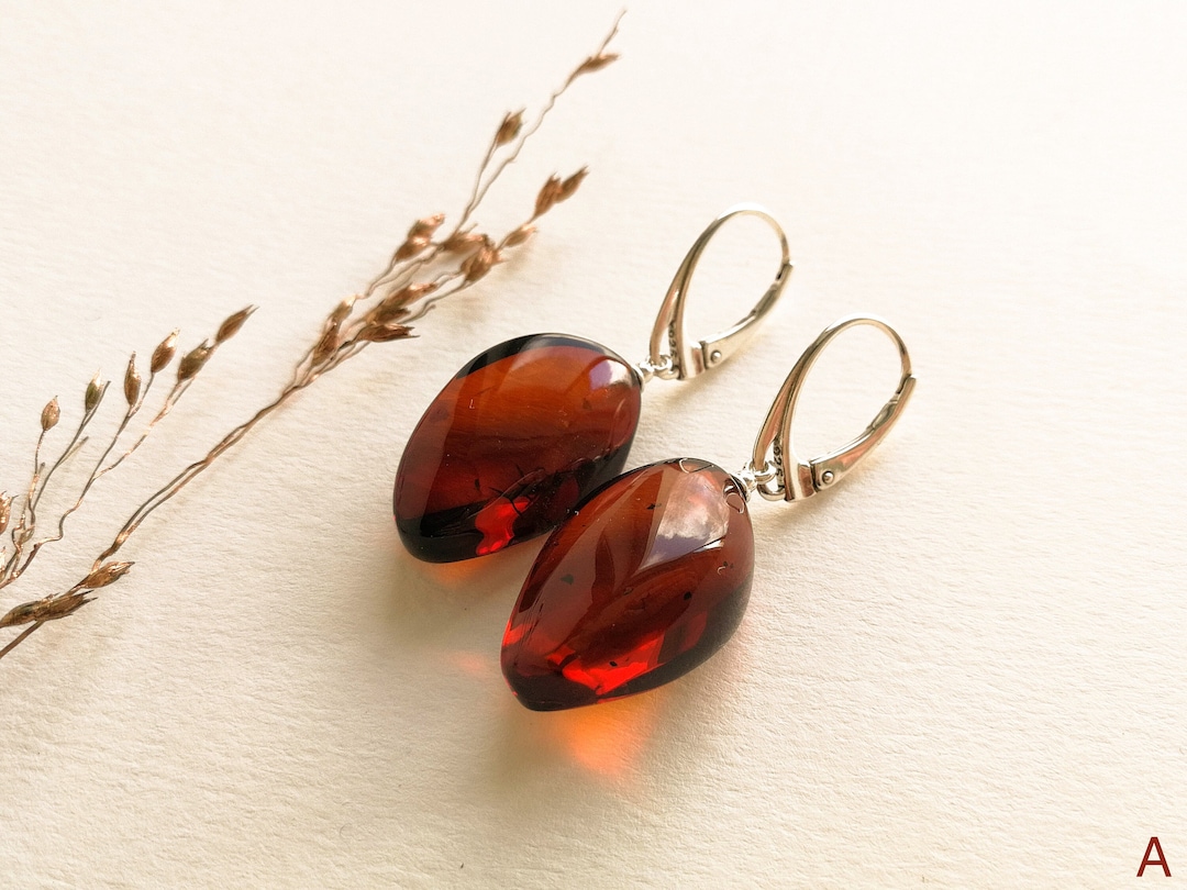 Luxurious Dark Red Amber Twisted Original Shape Medium Size - Etsy