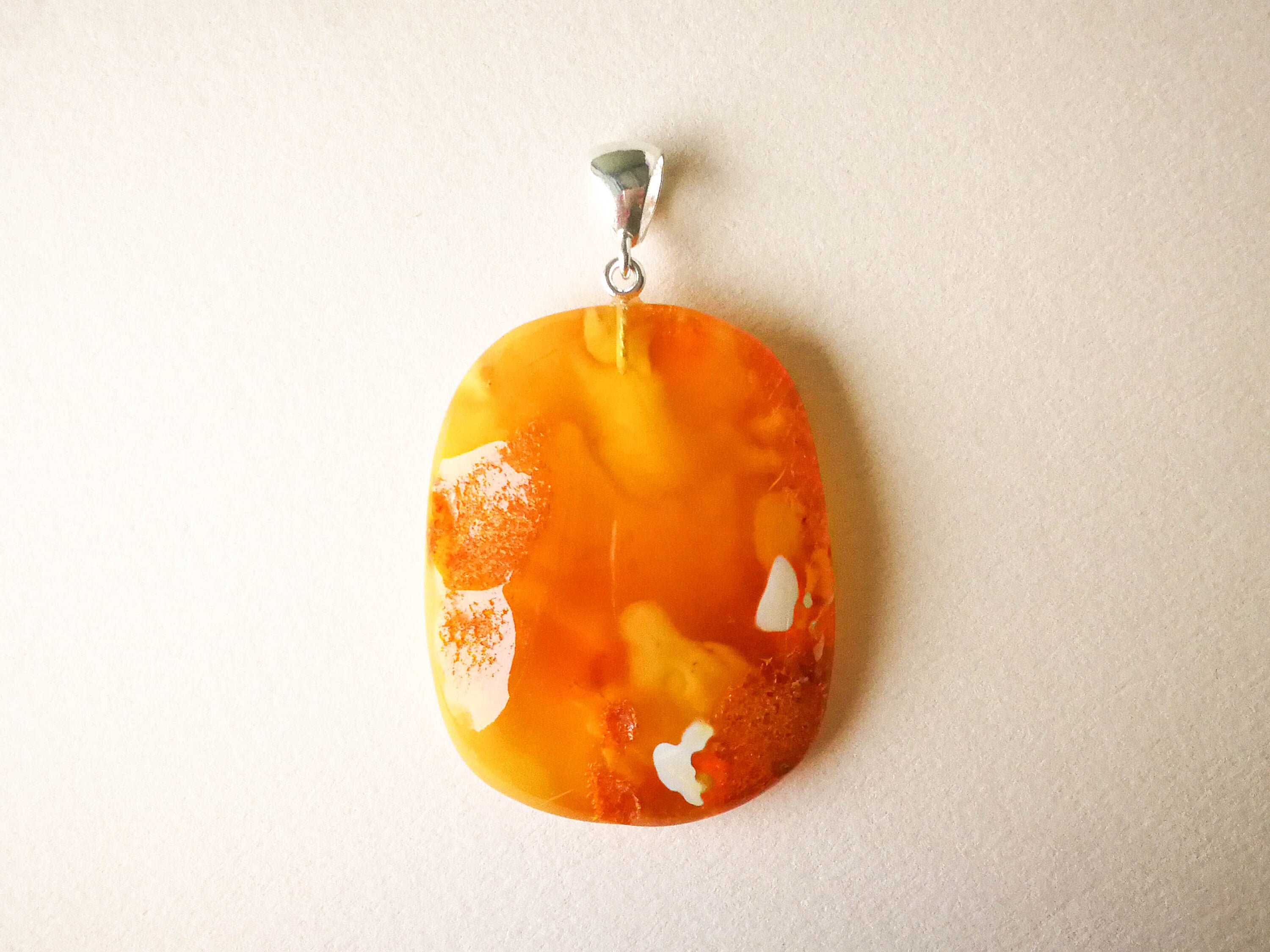 Natural white color drop shape amber pendant butterscotch | Etsy