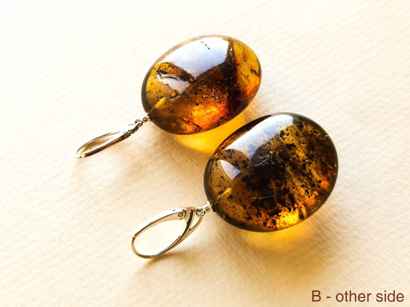 Massive Dark Genuine Amber Round Earrings for Women Amber and | Etsy